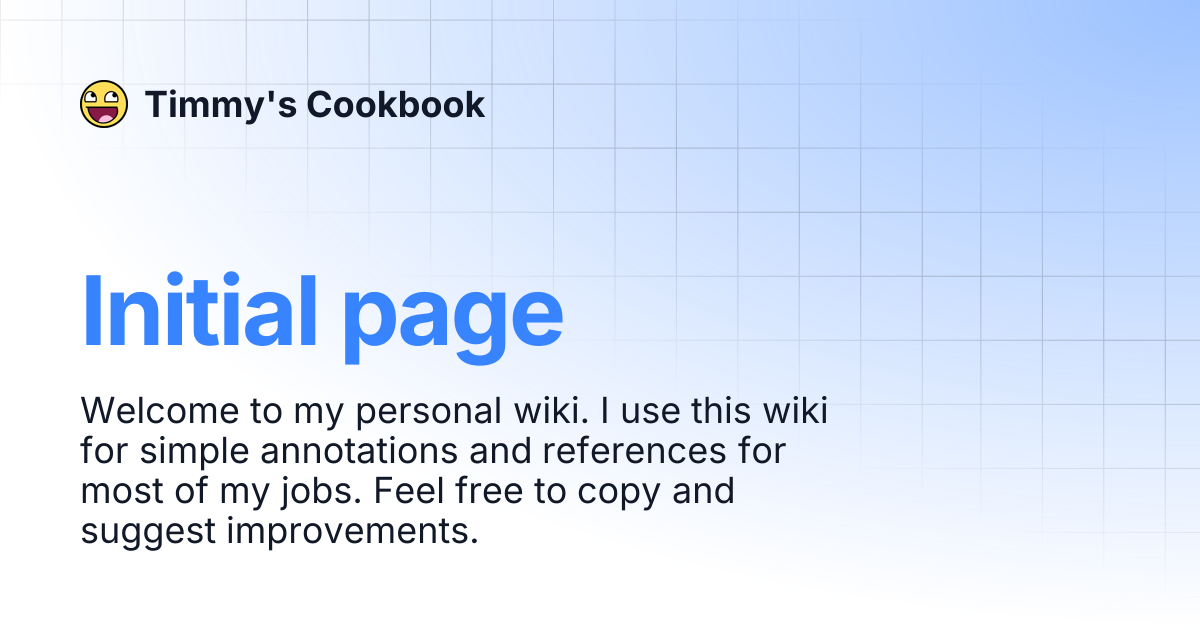 Initial page | Timmy's Cookbook